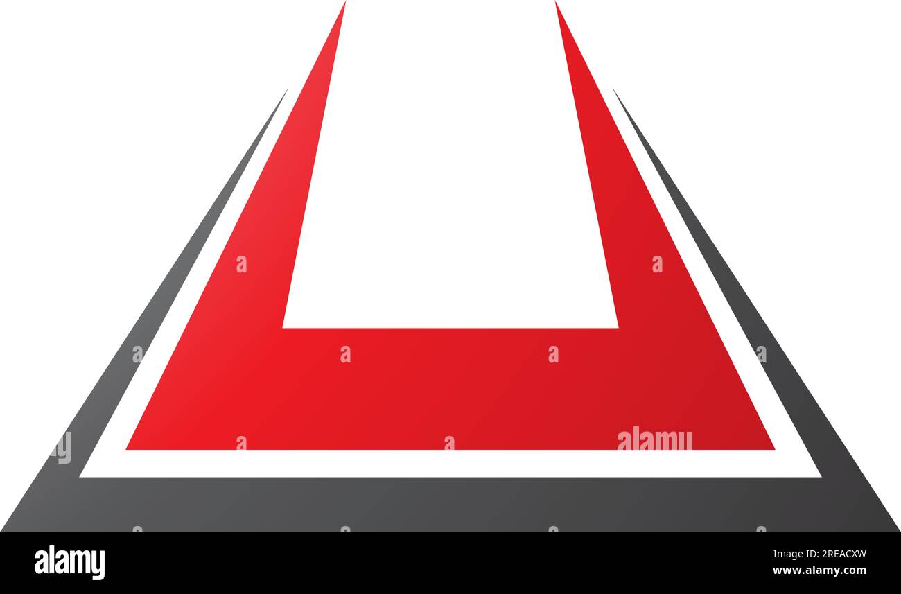 Red and Black Bold Spiky Shaped Letter U Icon on a White Background ...