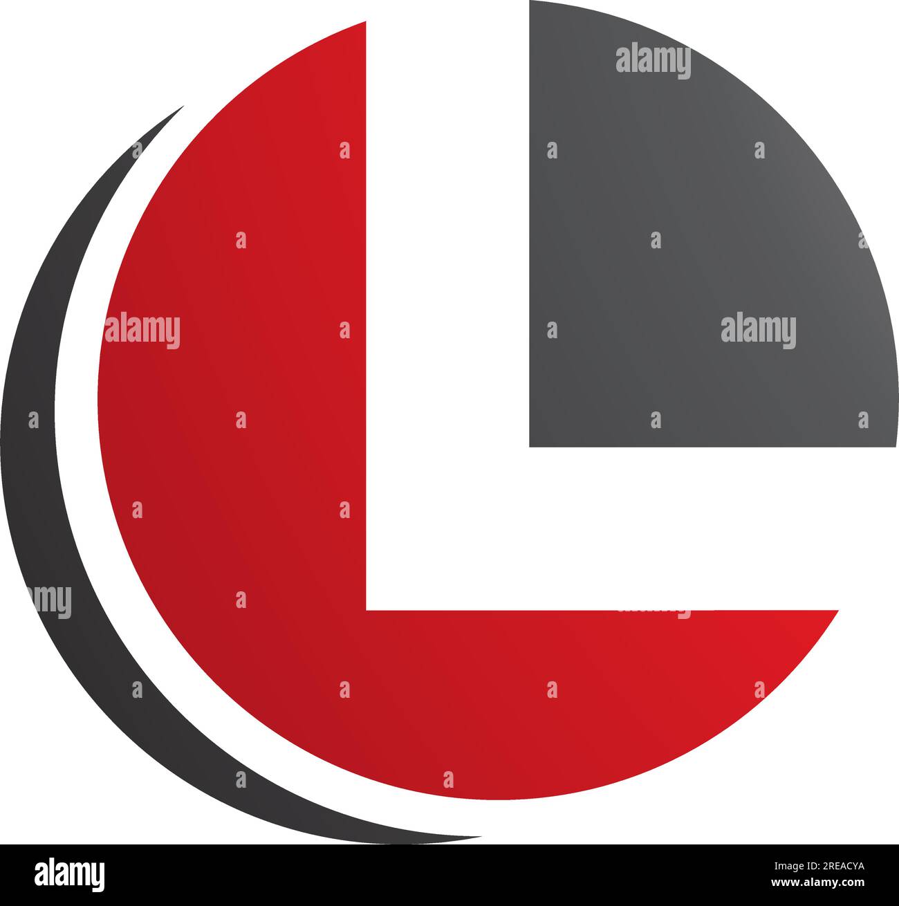 Red and Black Circle Shaped Letter L Icon on a White Background Stock ...