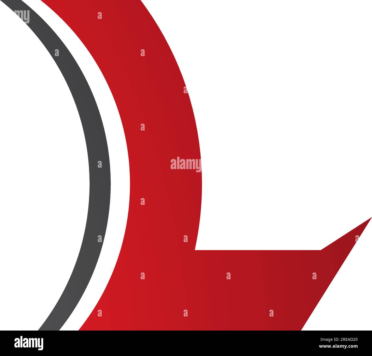 Red and Black Concave Lens Shaped Letter L Icon on a White Background ...