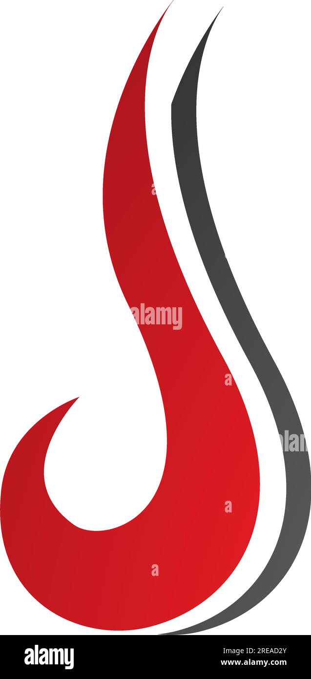 Red and Black Hook Shaped Letter J Icon on a White Background Stock ...