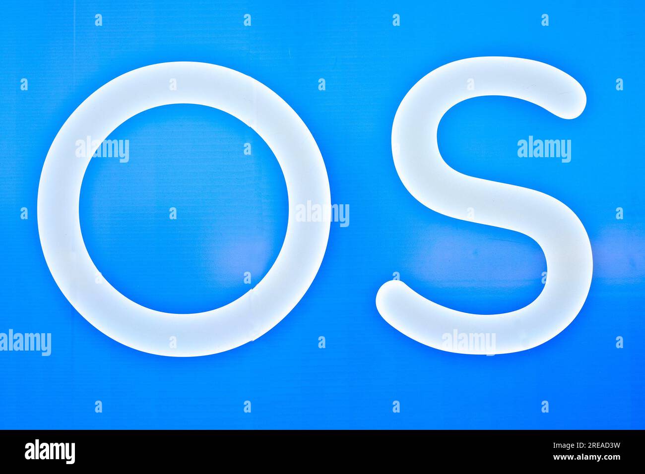 Word OS in white letters on a blue background Stock Photo - Alamy