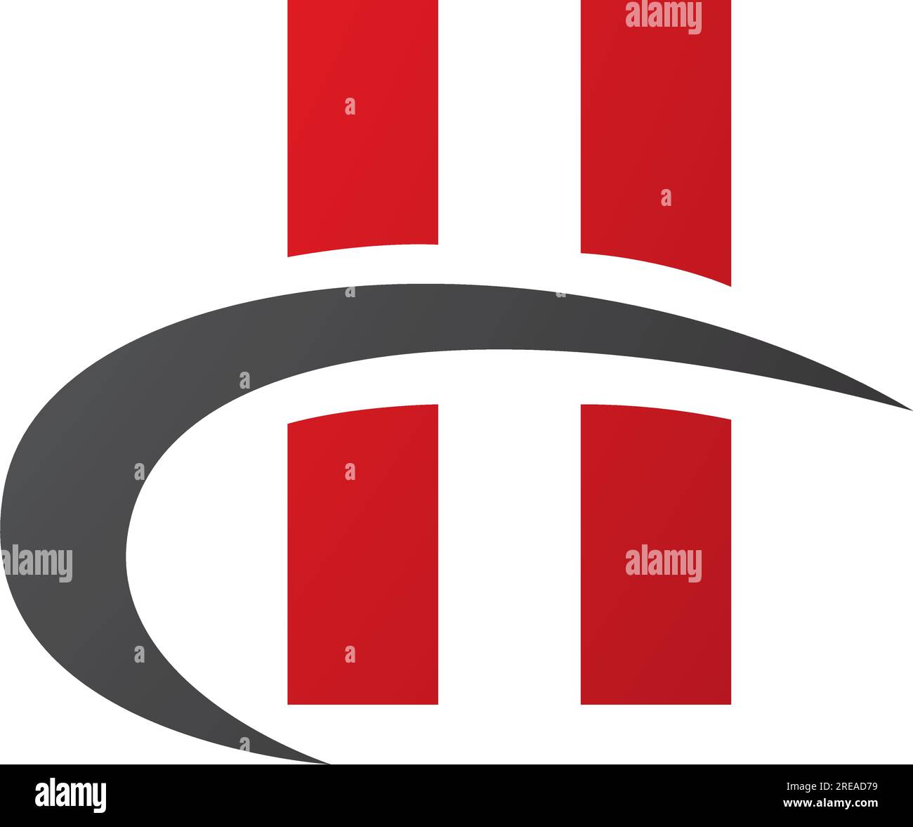 Red and Black Letter H Icon with Vertical Rectangles and a Swoosh on a ...