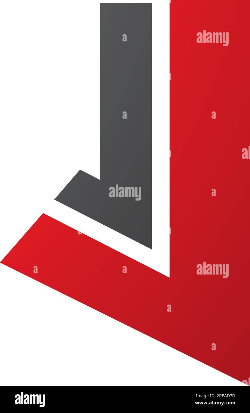 Red and Black Letter J Icon with Straight Lines on a White Background ...