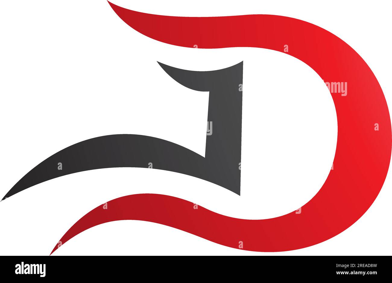 Red and Black Letter D Icon with Wavy Curves on a White Background ...