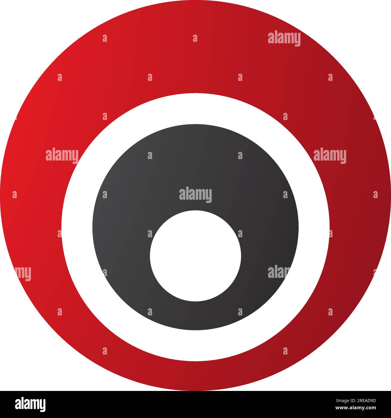 Red and Black Letter O Icon with Nested Circles on a White Background ...