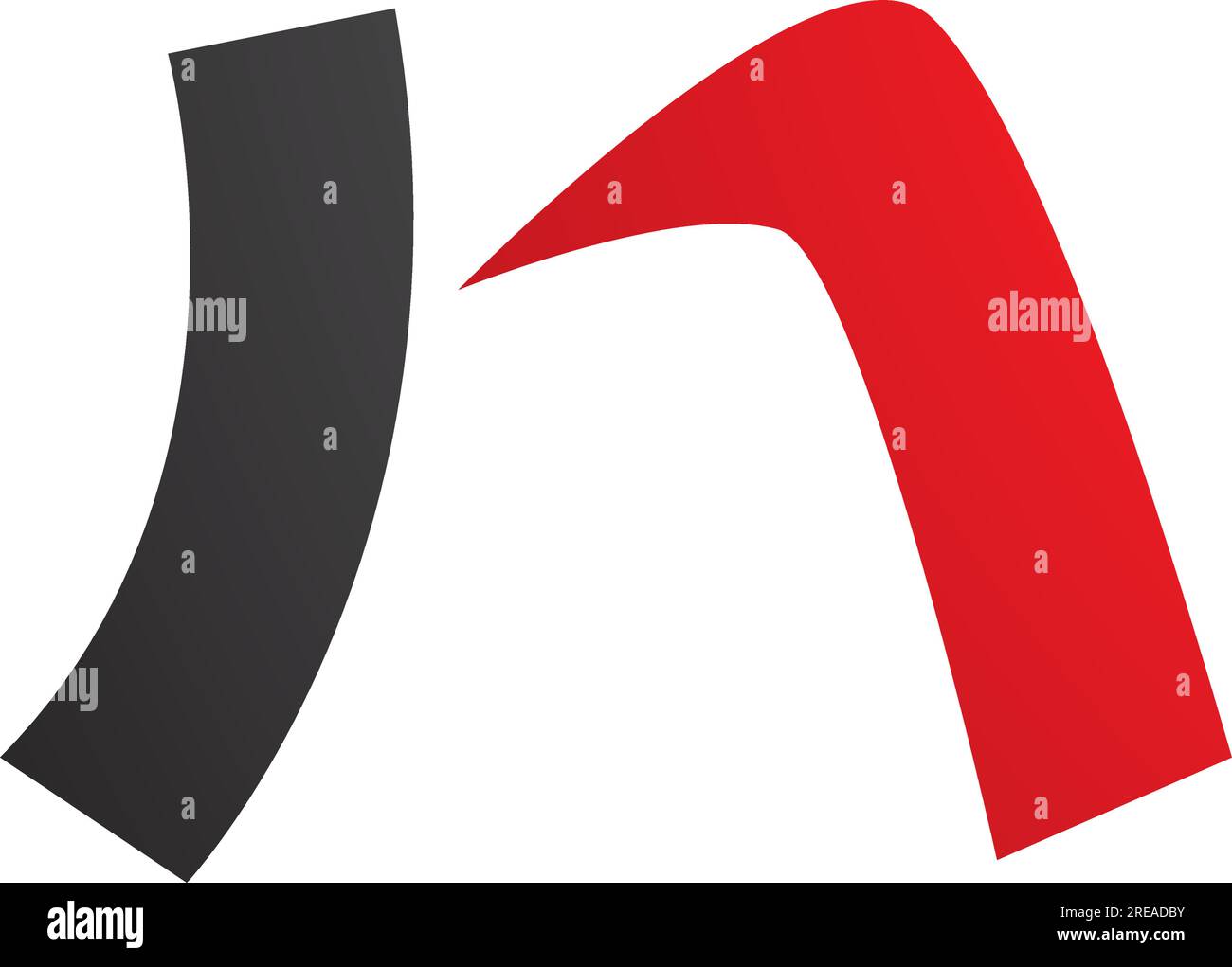 Red and Black Letter N Icon with a Curved Rectangle on a White ...