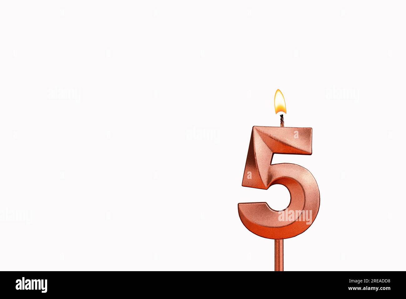 Birthday candle number 5 on white background Stock Photo - Alamy