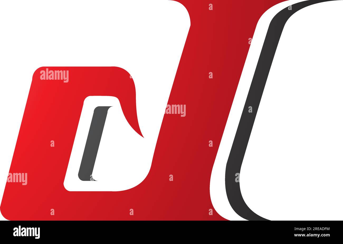 Red and Black Lowercase Italic Letter D Icon on a White Background ...