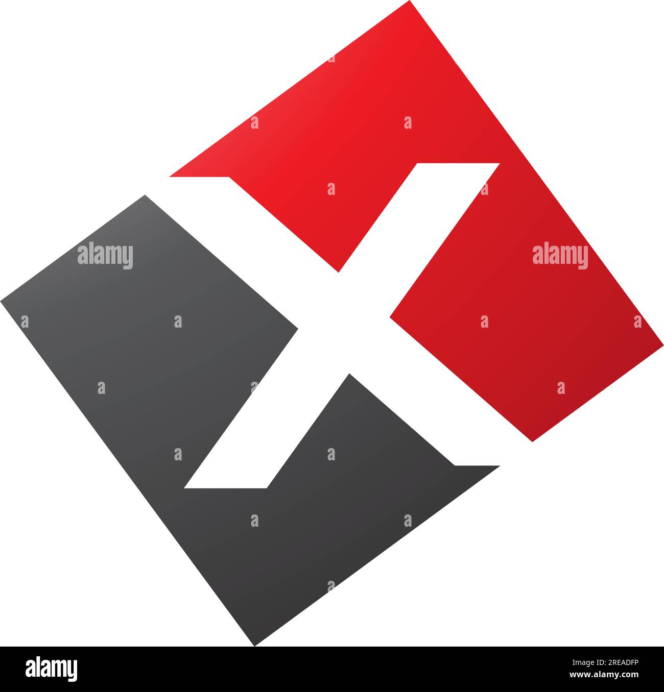 Red and Black Rectangle Shaped Letter X Icon on a White Background ...