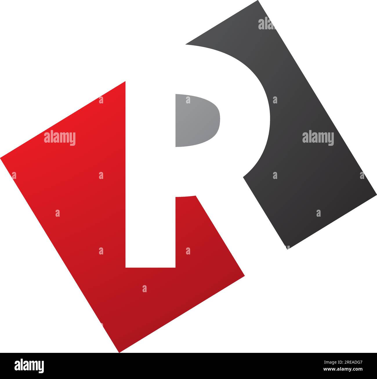 Red and Black Rectangle Shaped Letter R Icon on a White Background ...