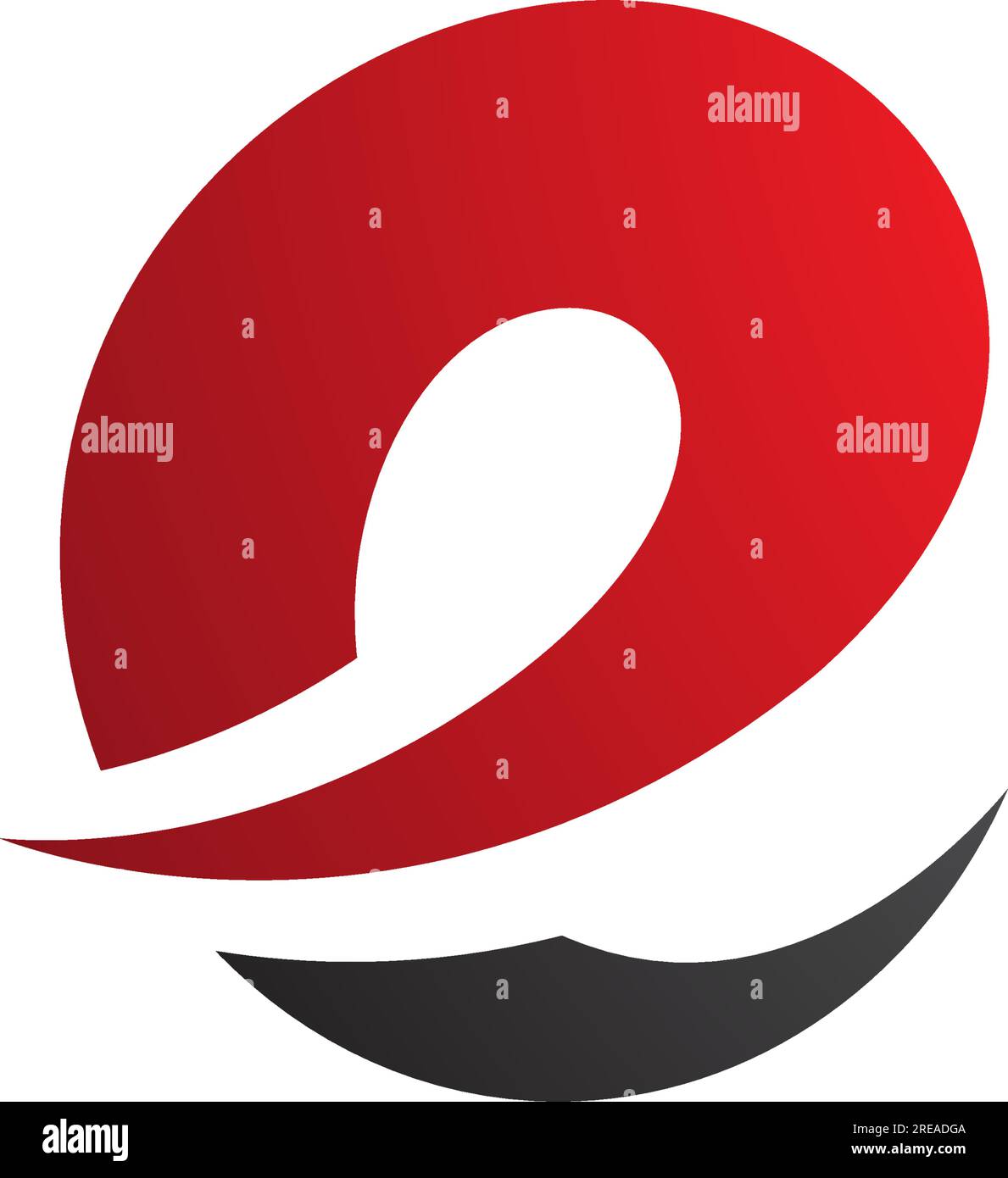 Red and Black Lowercase Letter E Icon with Soft Spiky Curves on a White ...