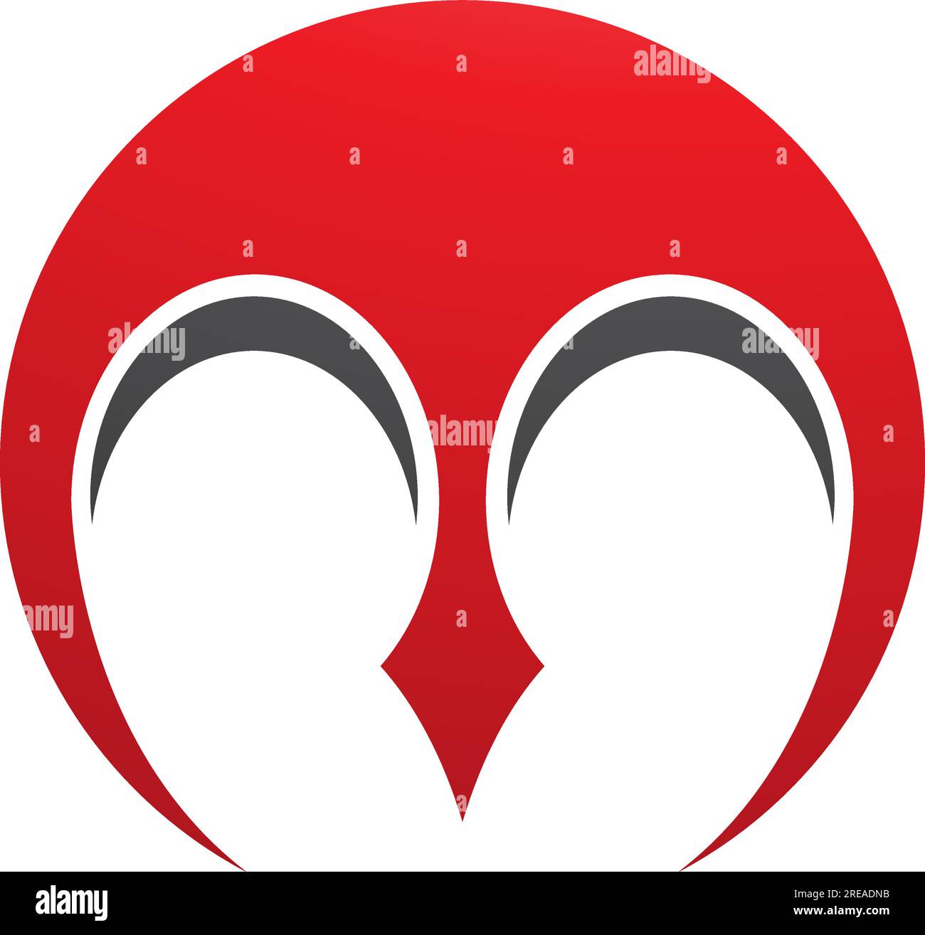 Red and Black Round Letter M Icon with Pointy Tips on a White ...