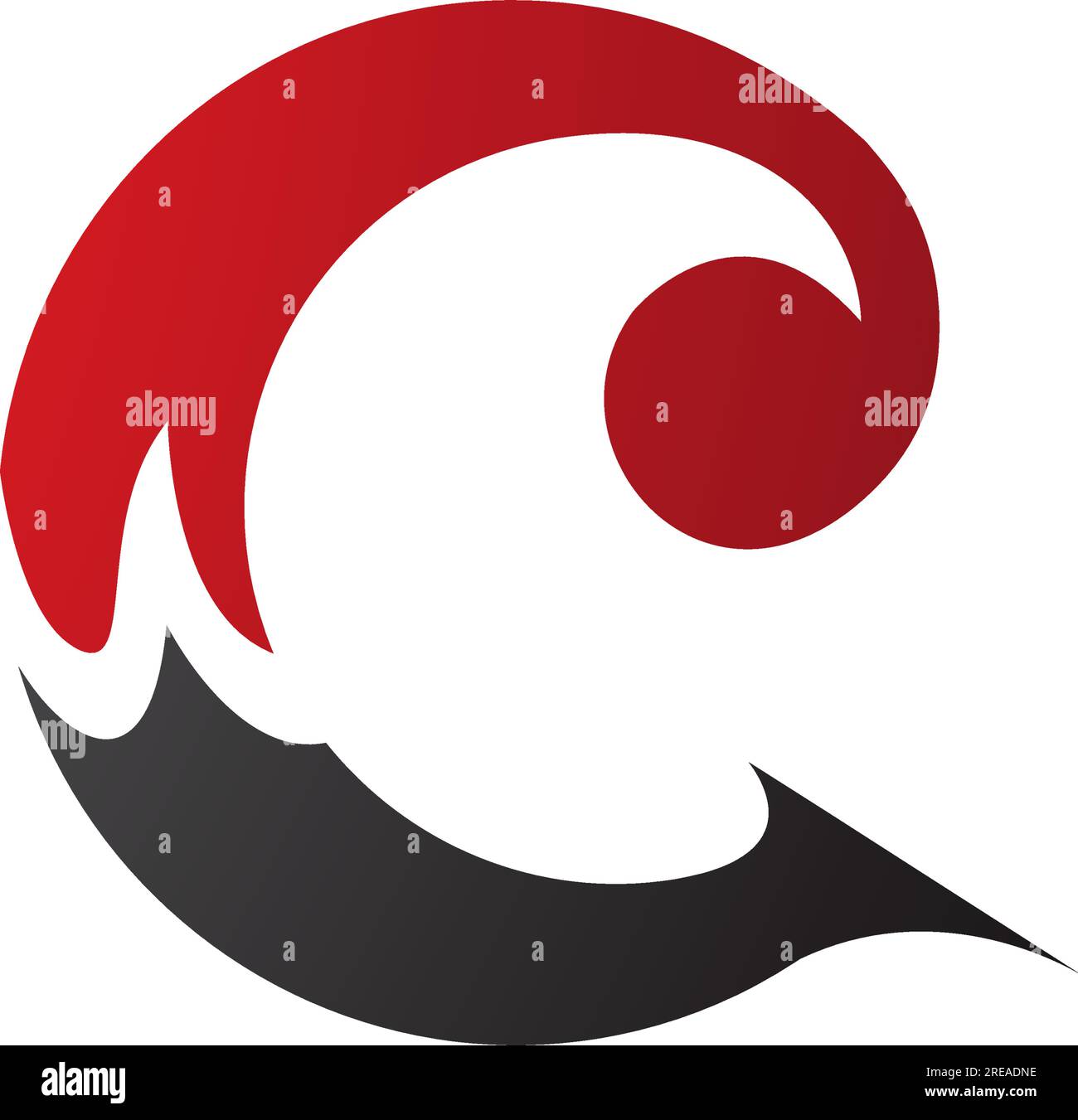 Red and Black Round Curly Letter C Icon on a White Background Stock ...