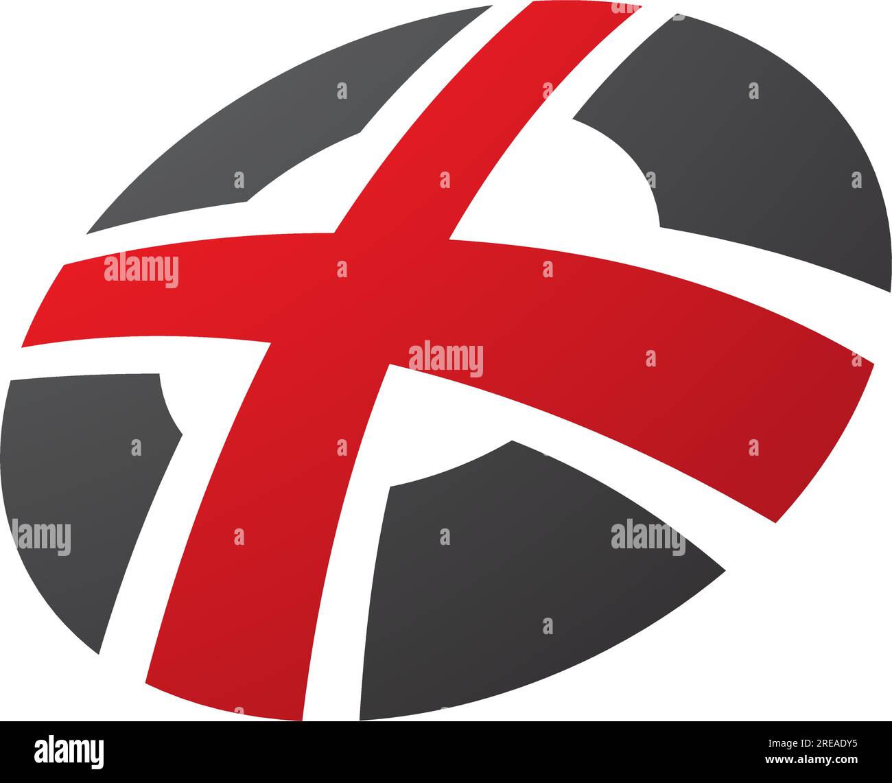 Red and Black Round Shaped Letter X Icon on a White Background Stock ...