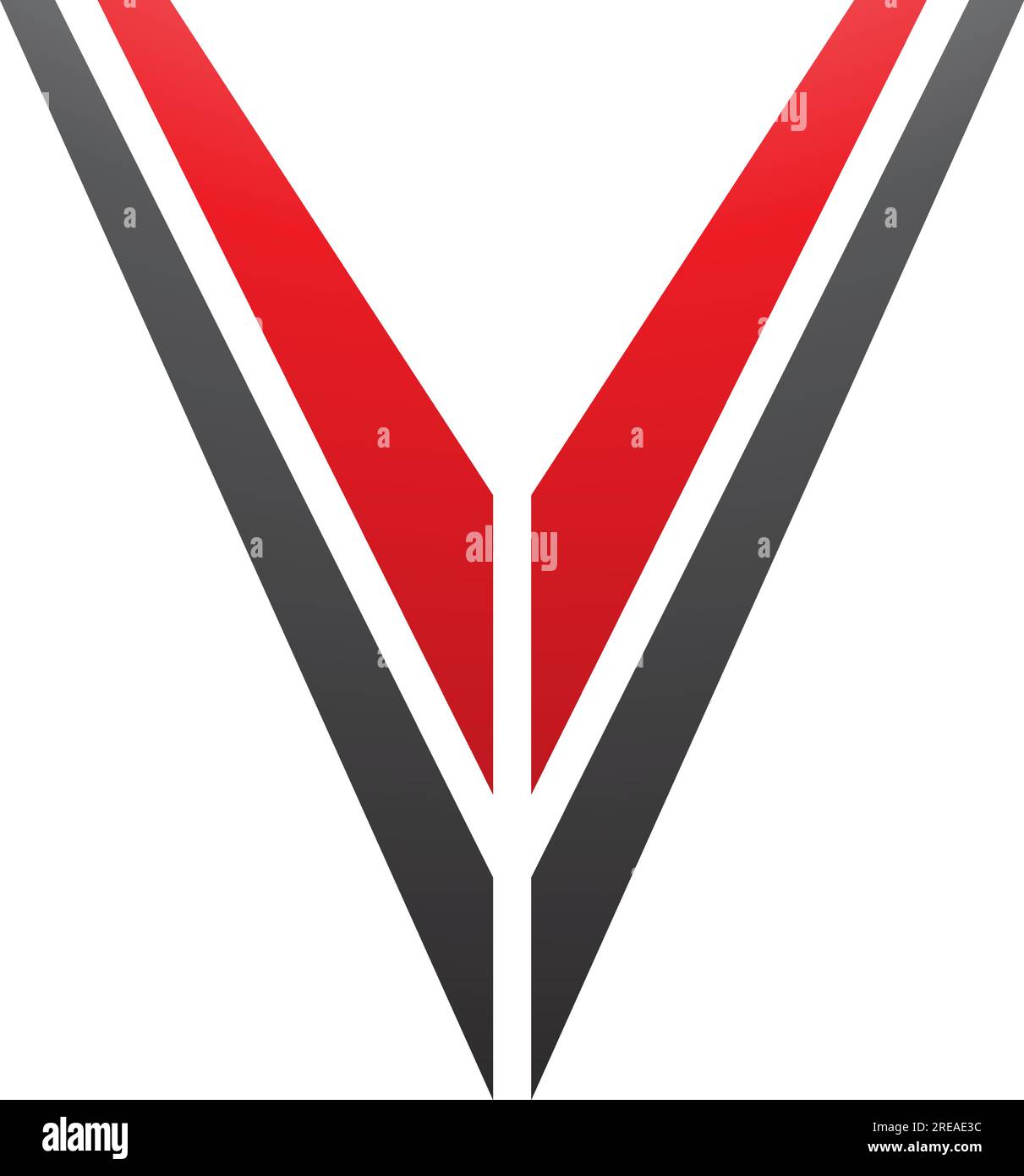 Red and Black Striped Shaped Letter V Icon on a White Background Stock ...