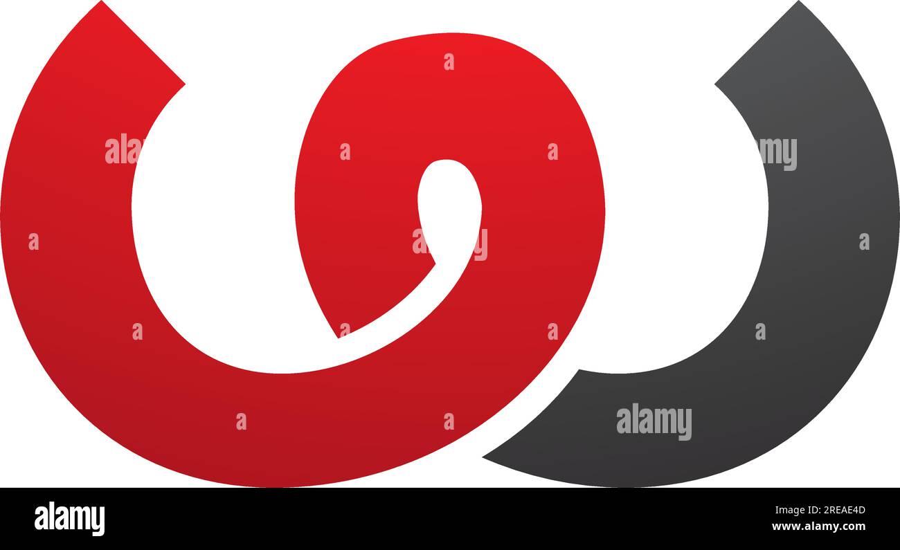 Red and Black Spring Shaped Letter W Icon on a White Background Stock ...