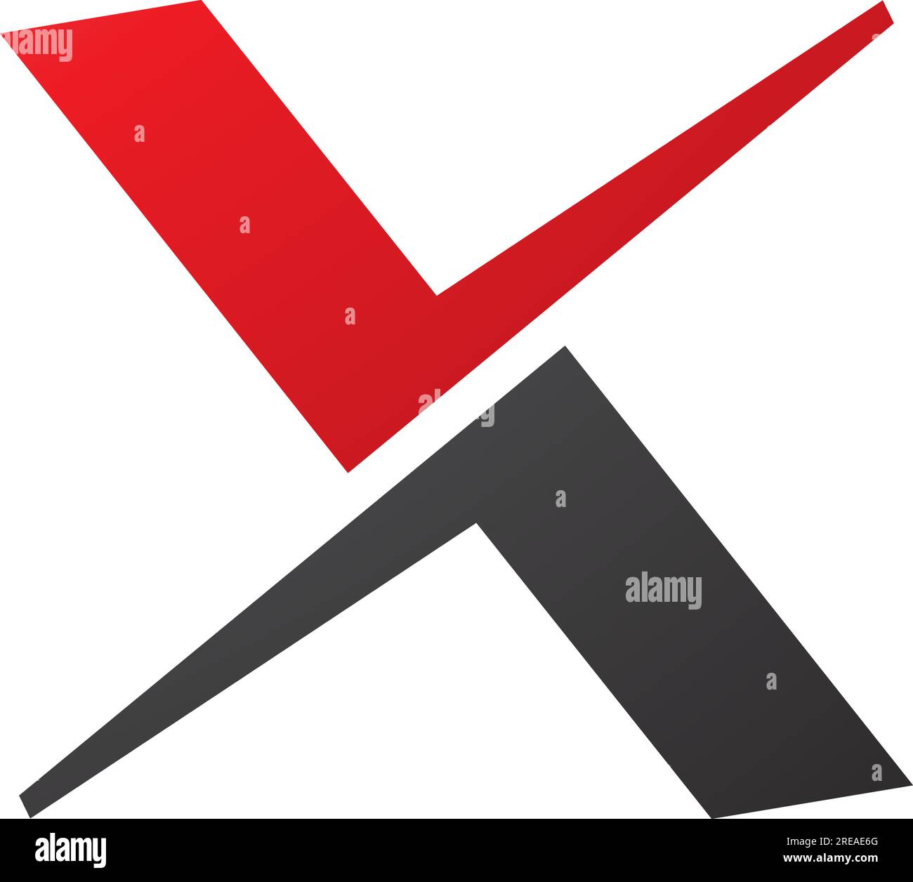 Red and Black Tick Shaped Letter X Icon on a White Background Stock ...