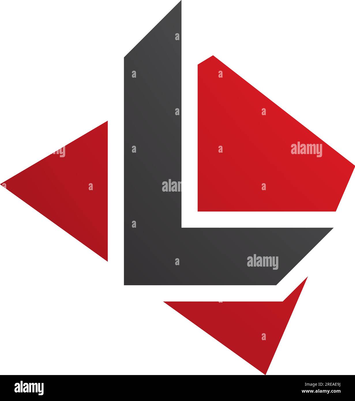 Red and Black Trapezium Shaped Letter L Icon on a White Background ...