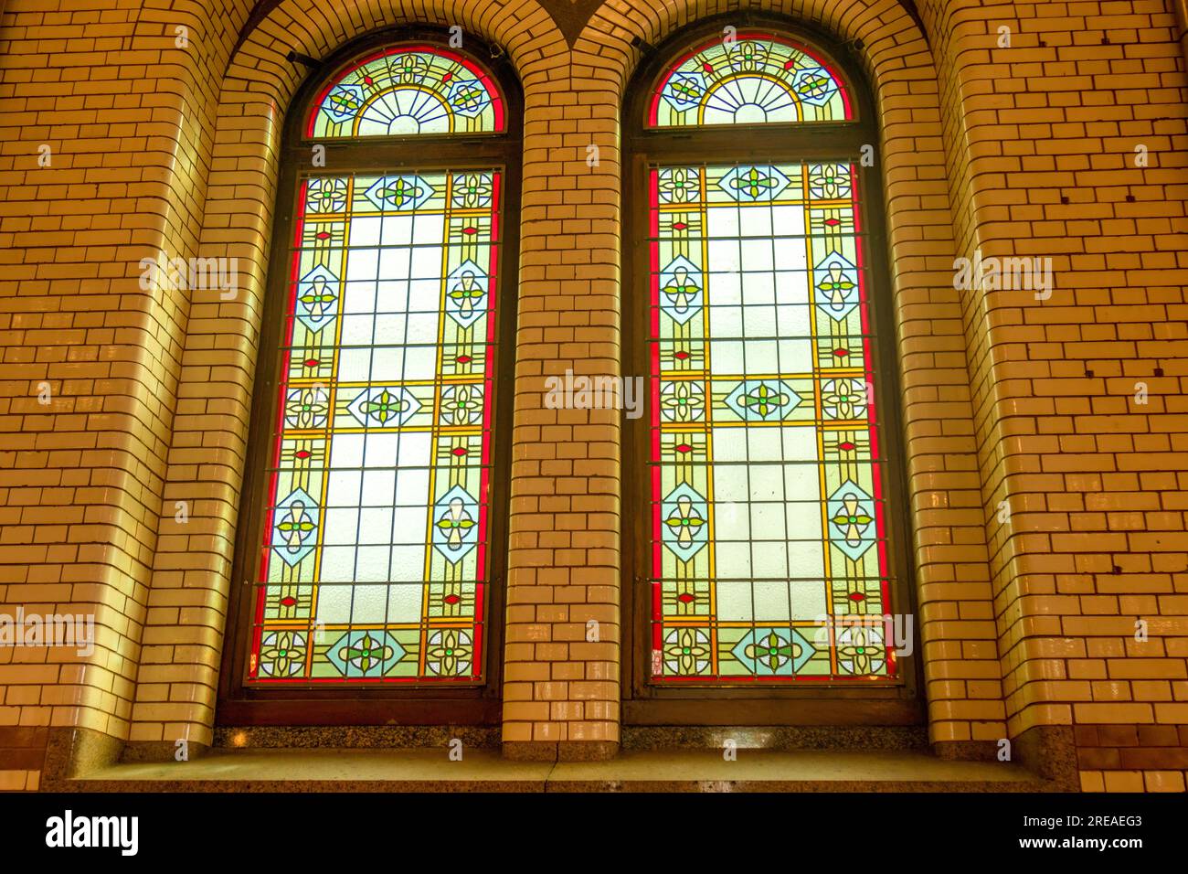Beautiful stained glass windows Stock Photo - Alamy