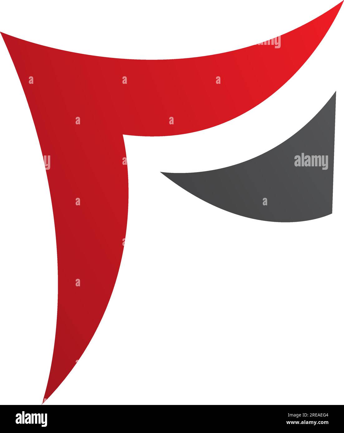 Red and Black Wavy Paper Shaped Letter F Icon on a White Background ...