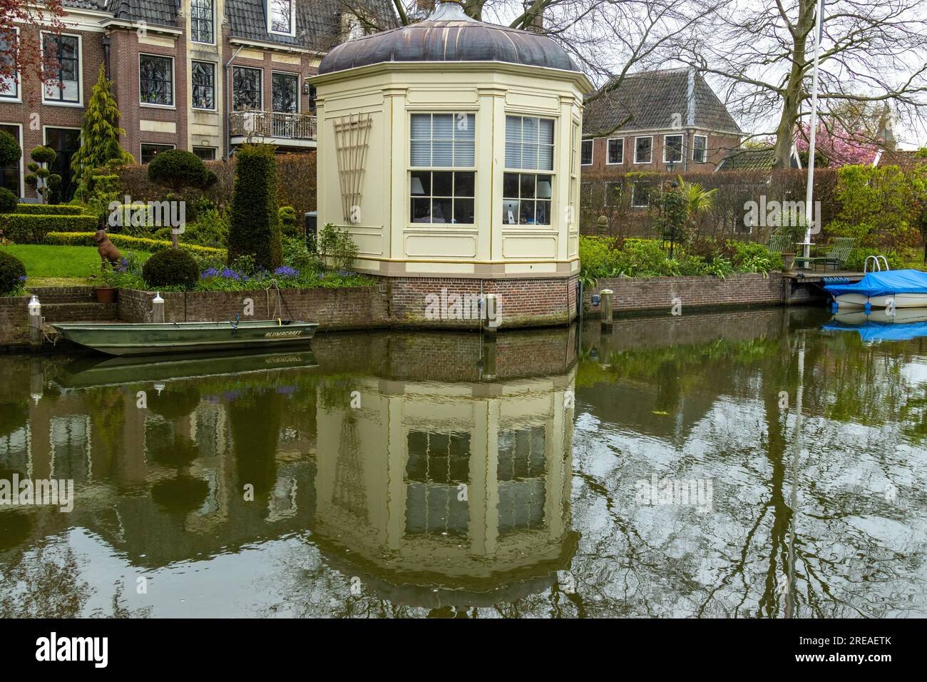 Ladies' tea house at the bottom of the garden on the edge of a canal in ...