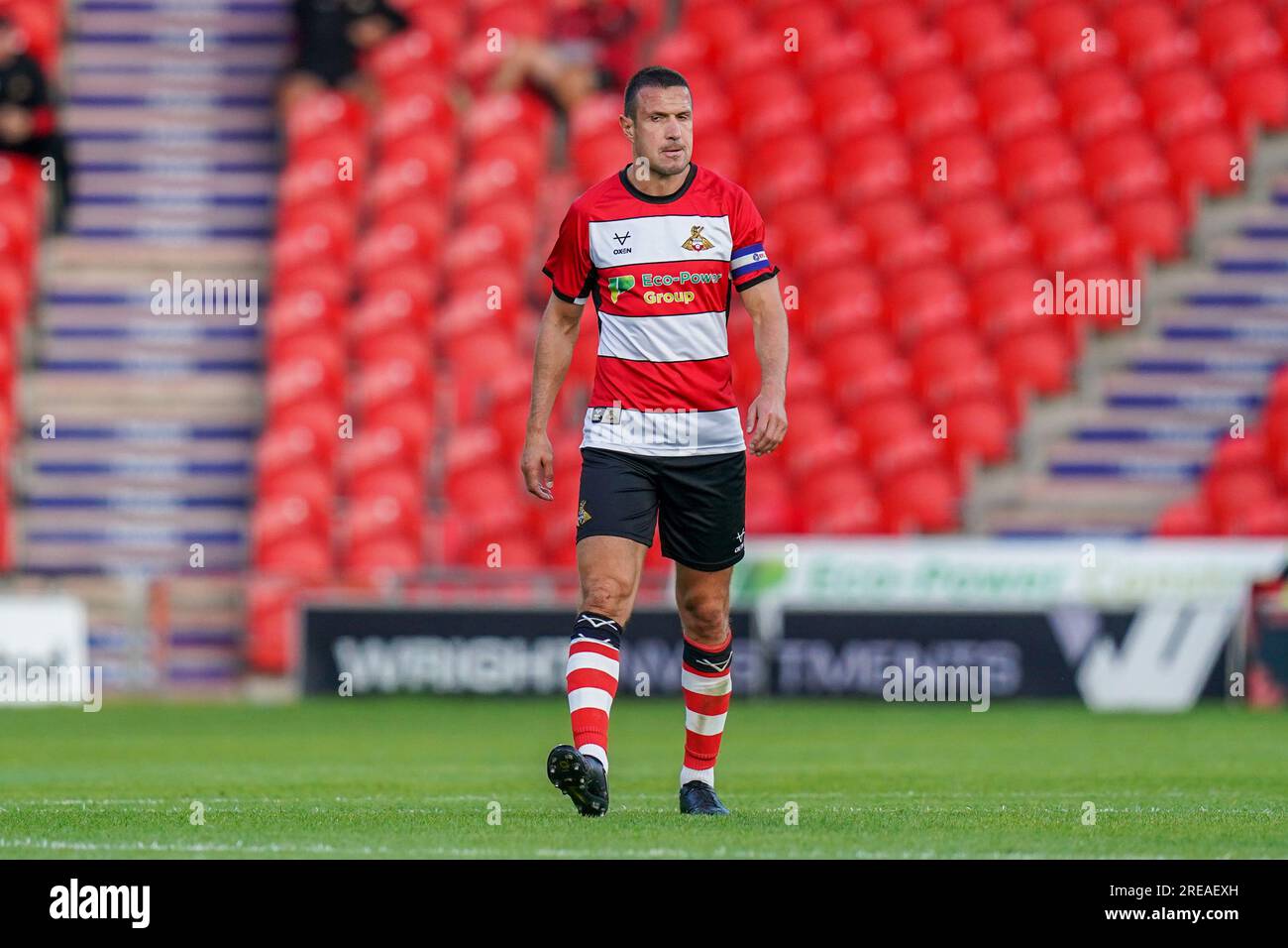 Doncaster, UK. 25th July, 2023. Doncaster Rovers defender Richard Wood ...
