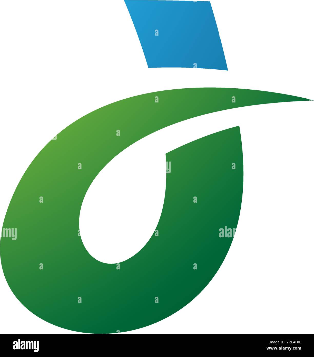 Blue and Green Curved Spiky Letter D Icon on a White Background Stock ...