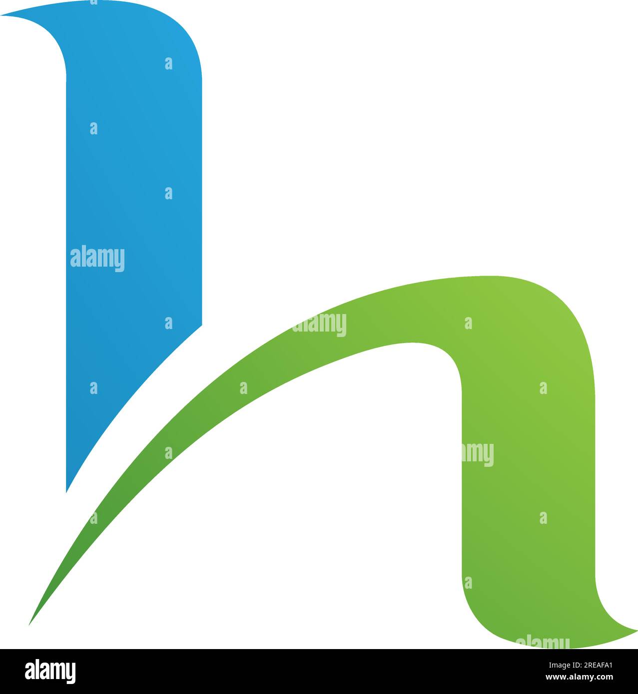 Blue and Green Letter H Icon with Round Spiky Lines on a White ...