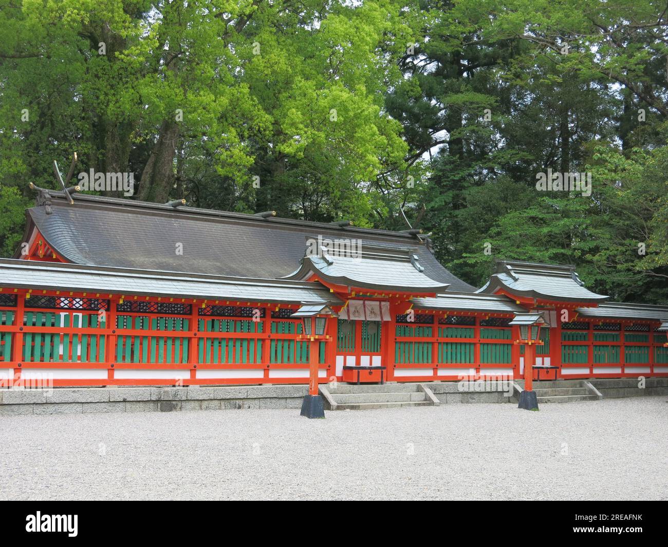 The typically red painted buildings of Japanese Shinto Shrines, here at ...