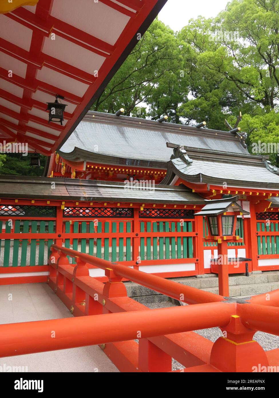 The typically red painted buildings of Japanese Shinto Shrines, here at ...