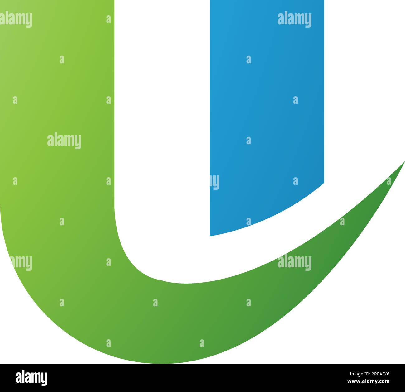 Green and Blue Bold Curvy Shaped Letter U Icon on a White Background ...