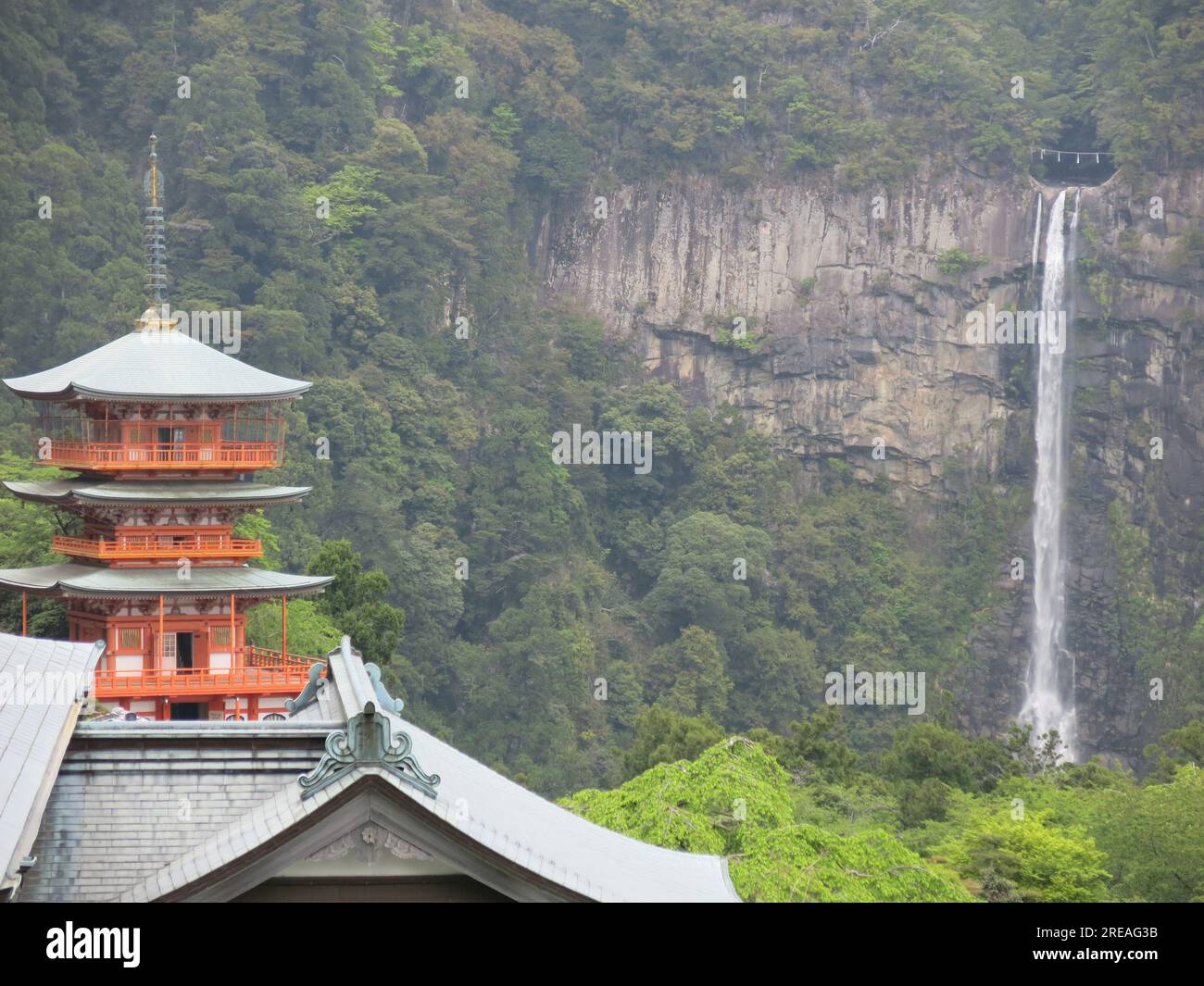 High up on Mt Nachi, pilgrims visit the Kumano shrine-temple complex of ...
