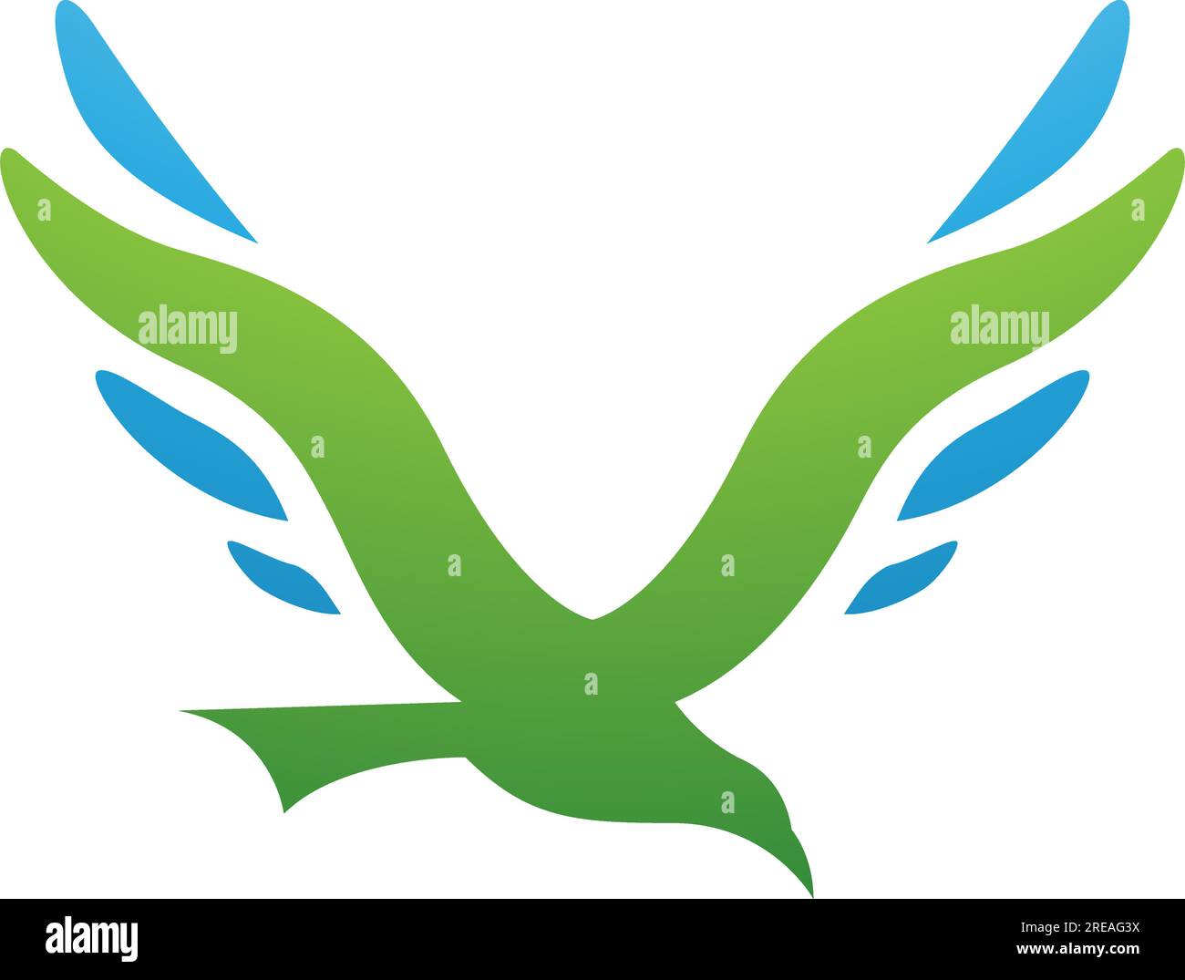Green and Blue Bird Shaped Letter V Icon on a White Background Stock ...