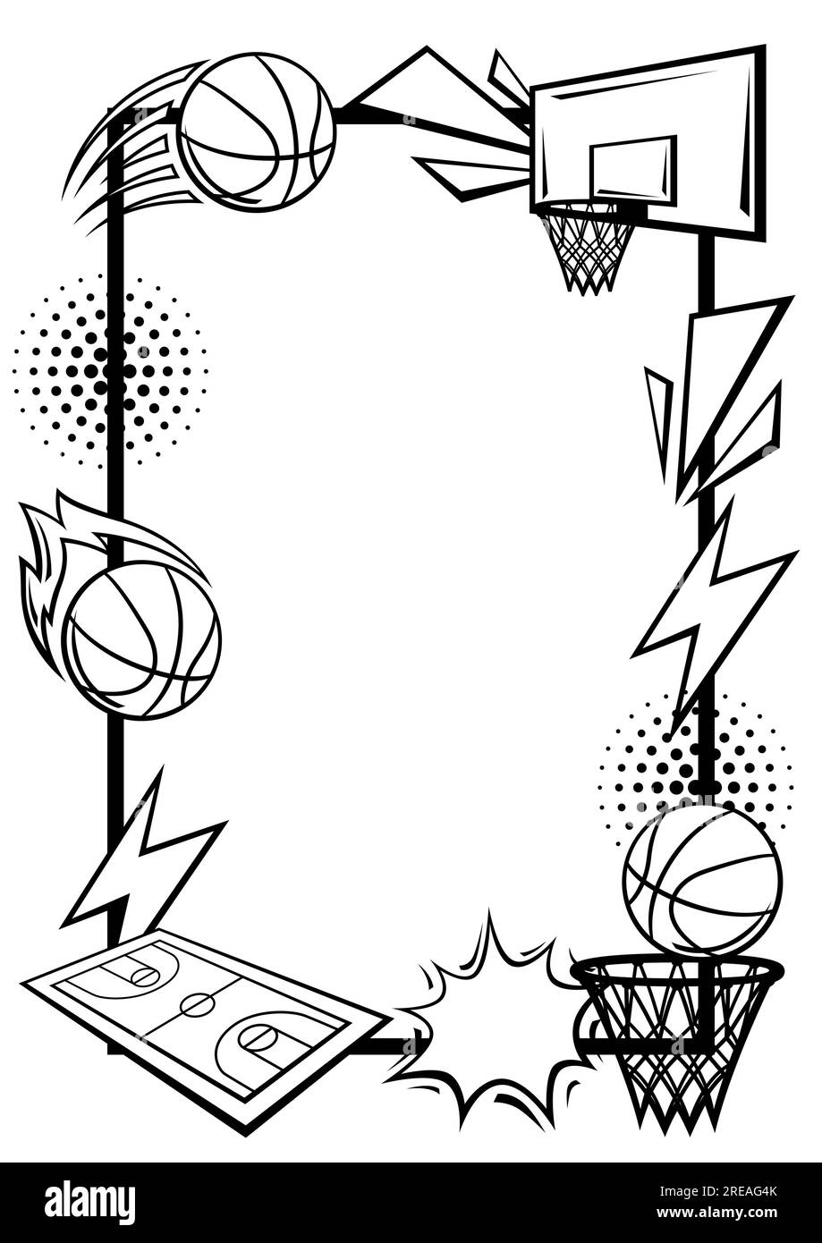 Black And White Basketball Border 1,331 Basketball Border Stock