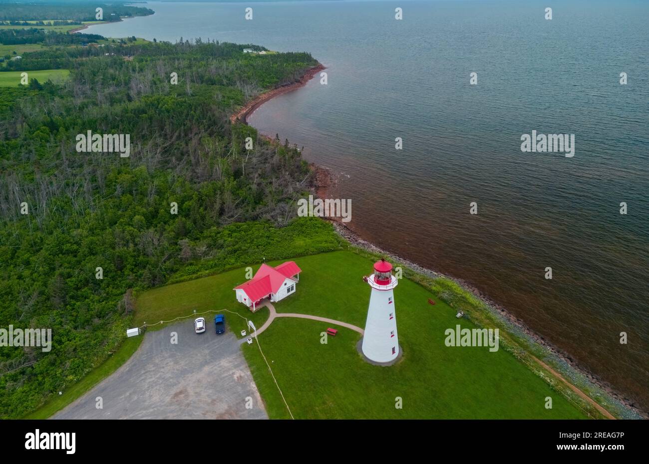Aerial view of Point prim lighthouse PEI, Canada Stock Photo - Alamy