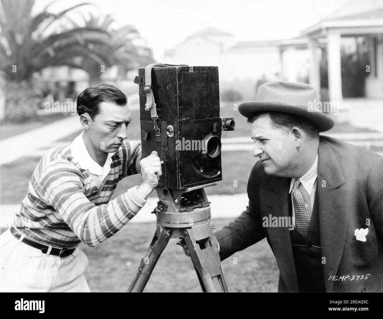 BUSTER KEATON and Co-Director EDWARD SEDGWICK pose with an ancient ...