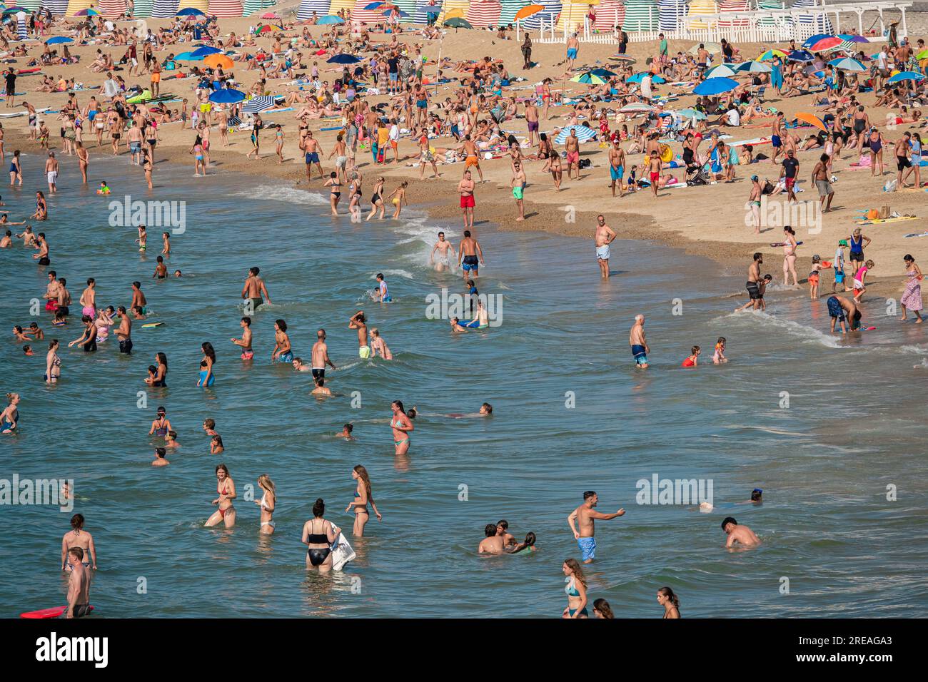 Many people bathing on a beach Stock Photo - Alamy