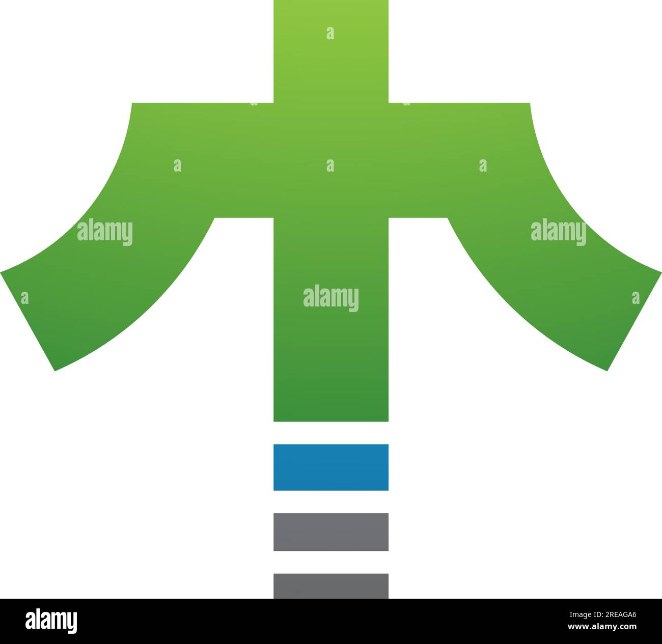 Green and Blue Cross Shaped Letter T Icon on a White Background Stock ...