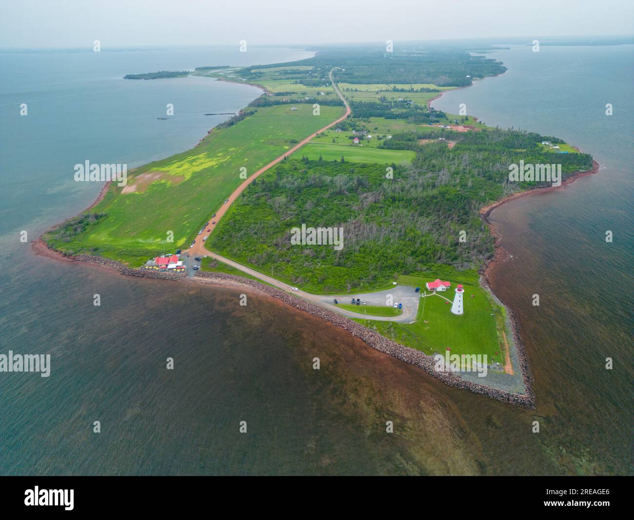 Aerial view of Point prim lighthouse PEI, Canada Stock Photo - Alamy
