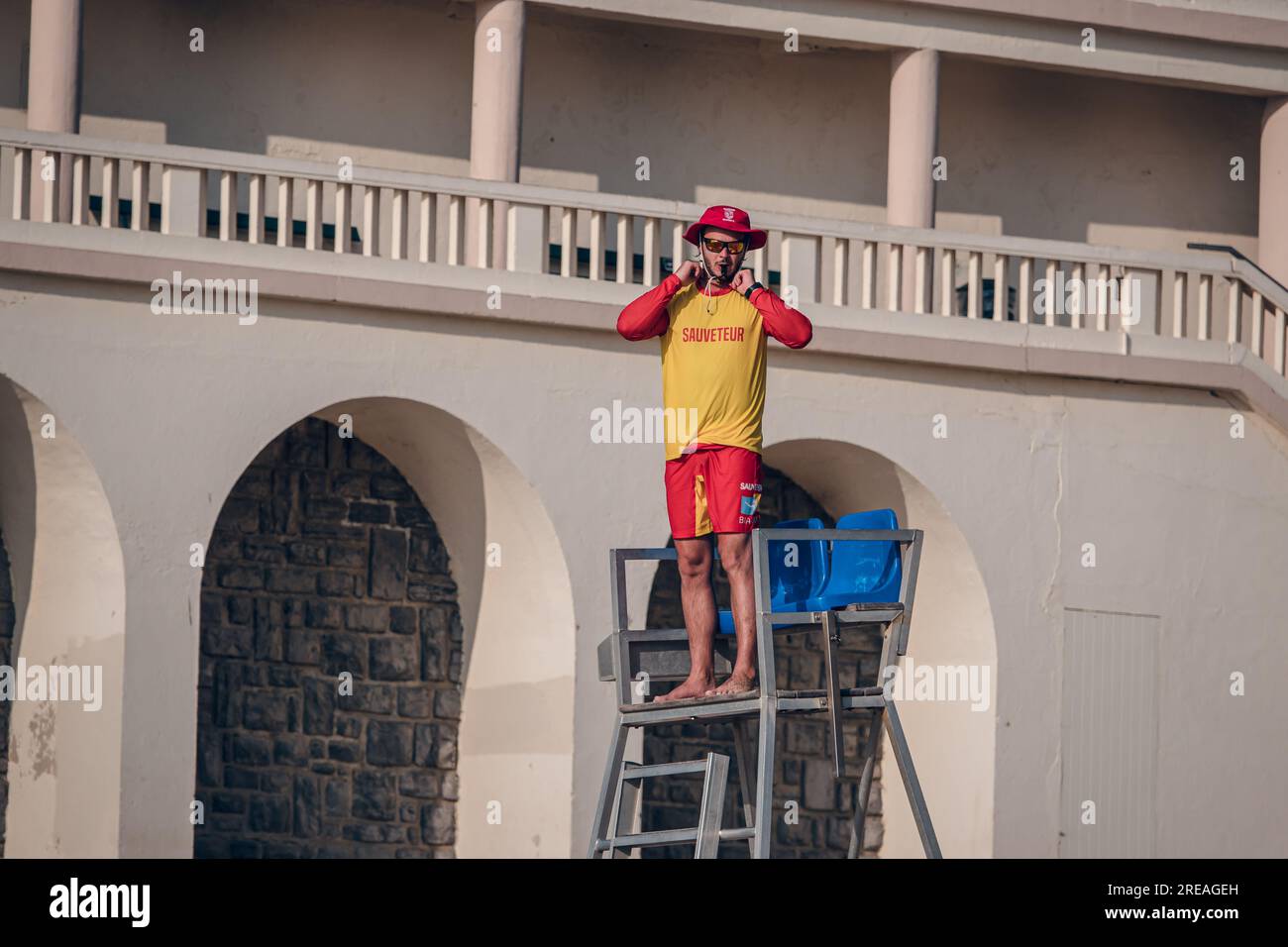 Lifeguard on a beach in France Stock Photo - Alamy
