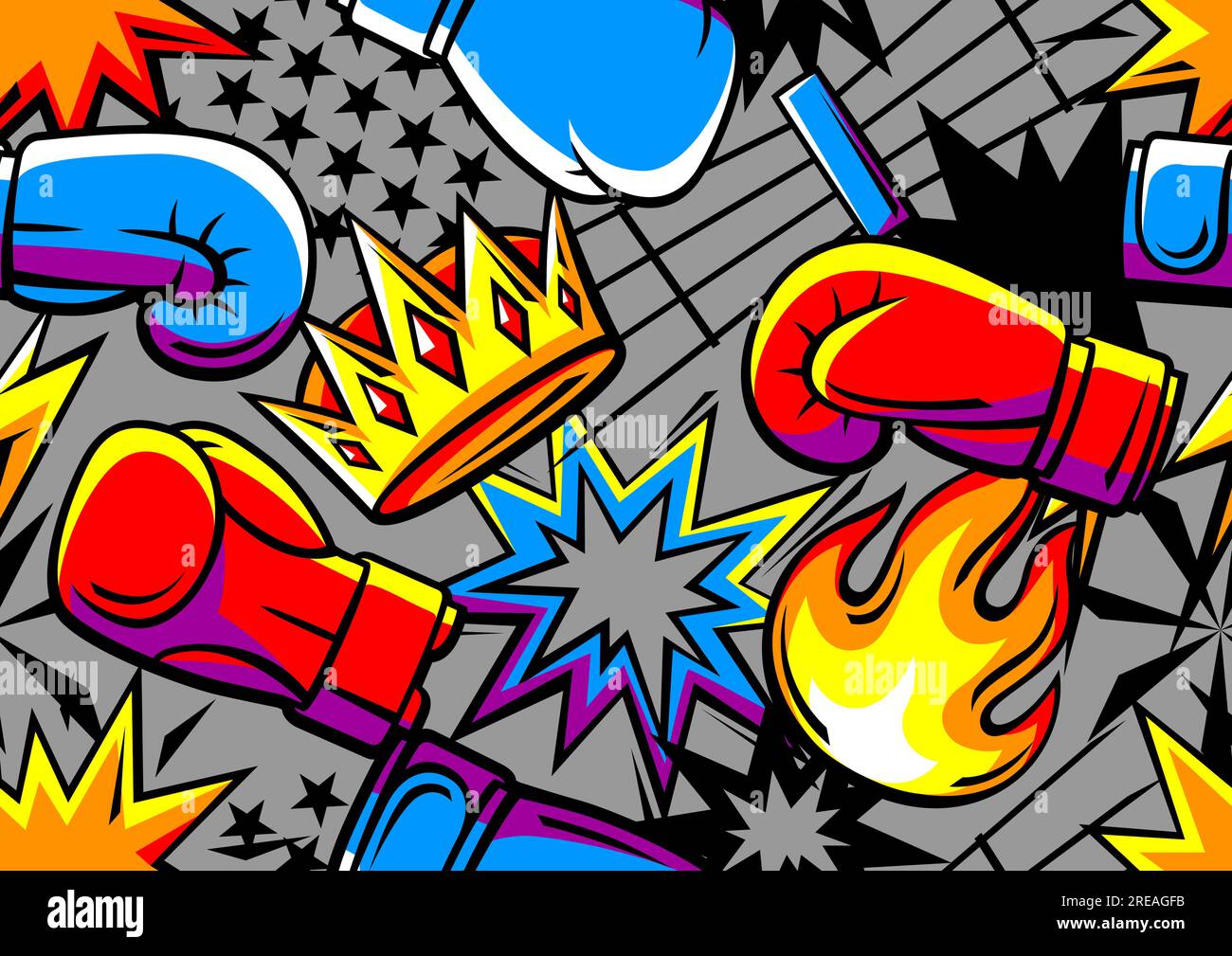 Pattern with boxing items. Box club illustration. Sport background in ...