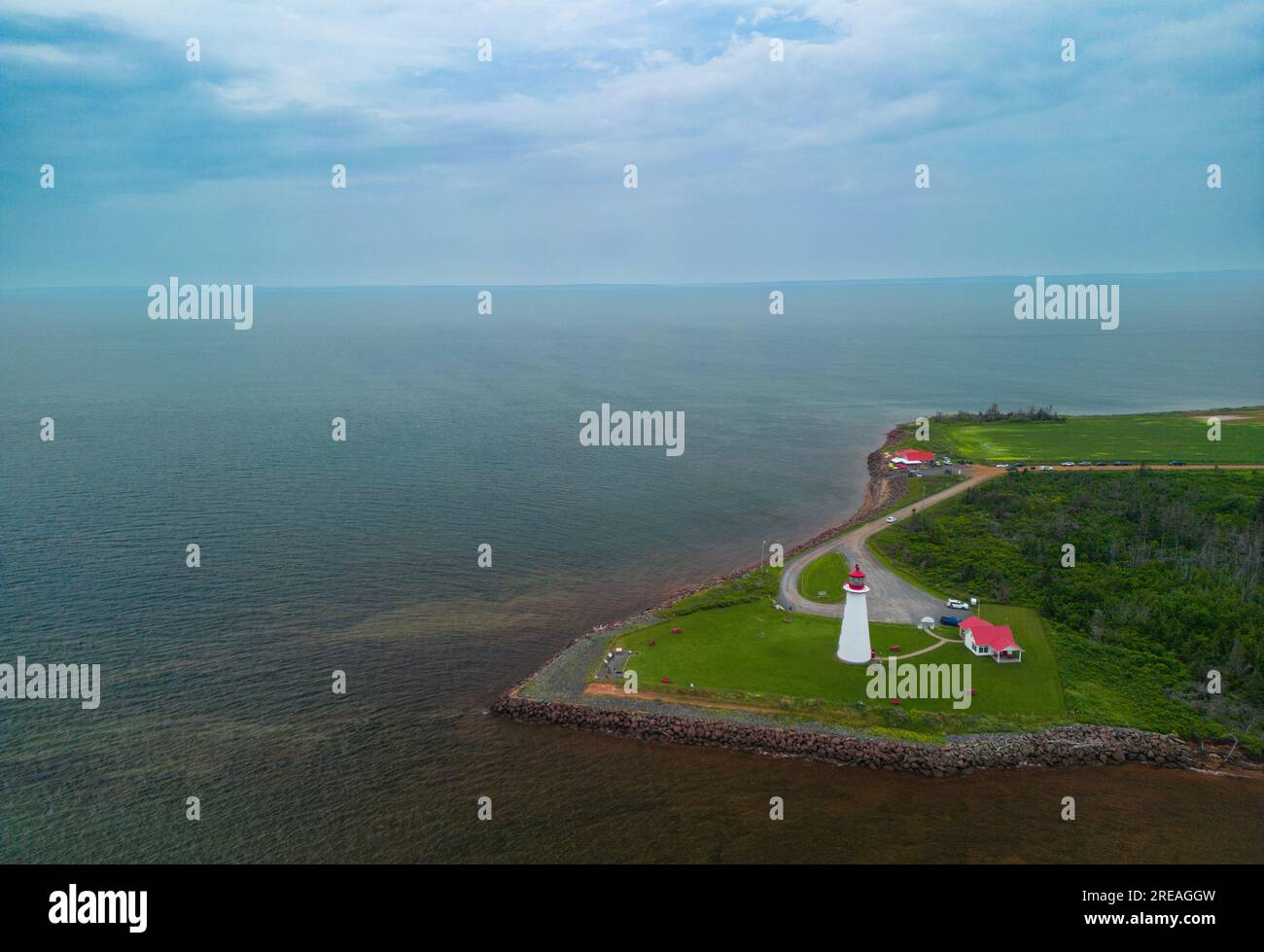 Aerial view of Point prim lighthouse PEI, Canada Stock Photo - Alamy
