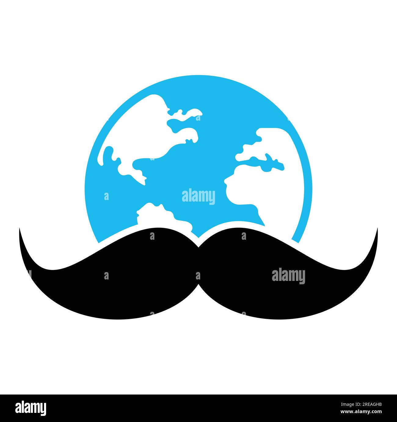 Mustache and globe vector icon logo design. World man day vector logo ...