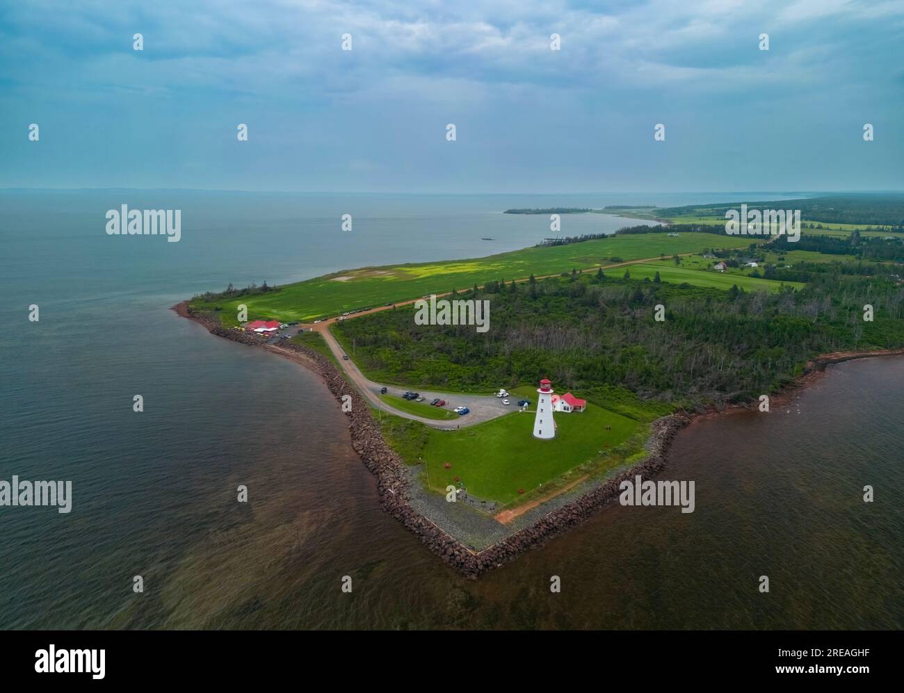 Aerial view of Point prim lighthouse PEI, Canada Stock Photo - Alamy