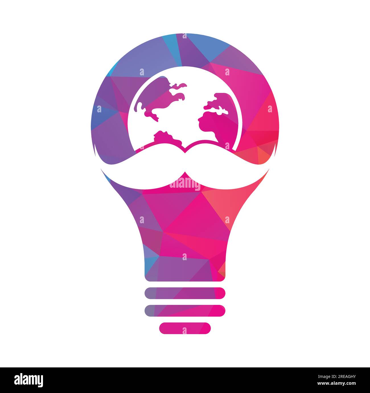 Mustache and globe vector icon logo design. World man day vector logo ...