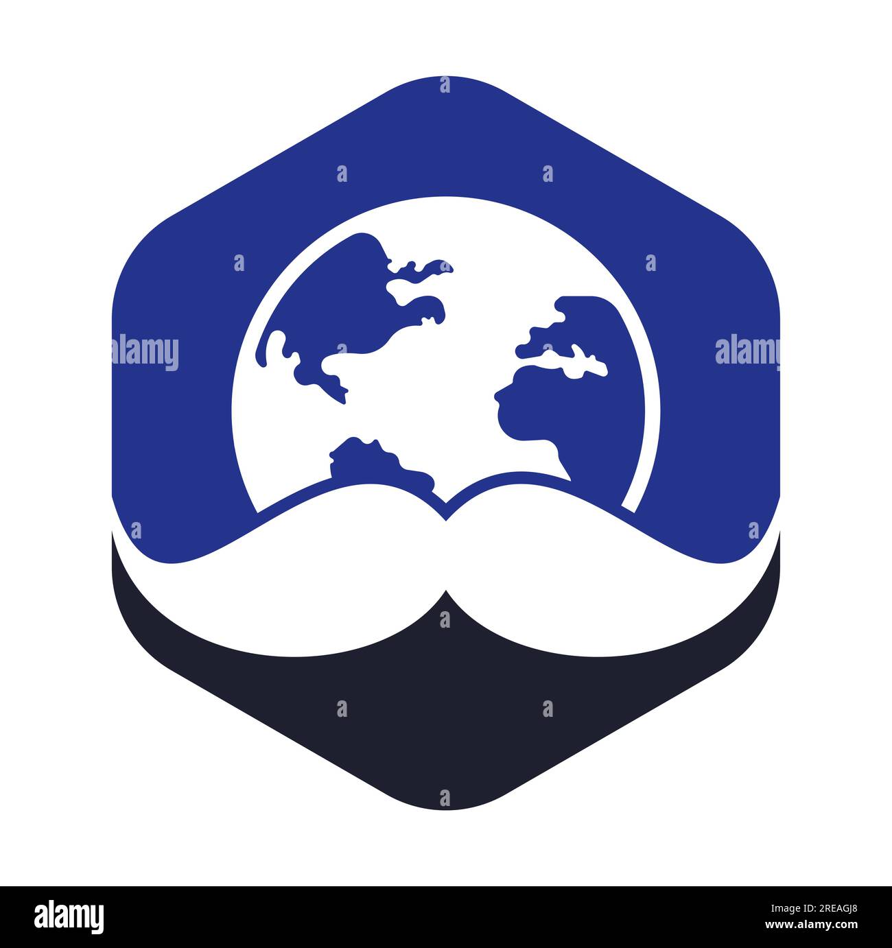 Mustache and globe vector icon logo design. World man day vector logo ...