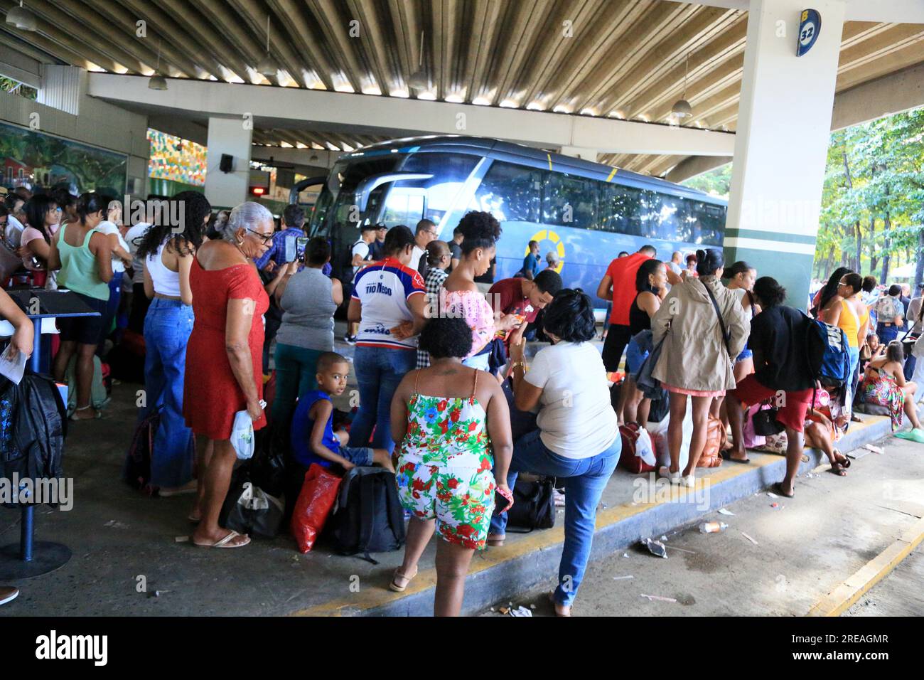 salvador, bahia, brazil - june 22, 2023: crowd of people trying to ...