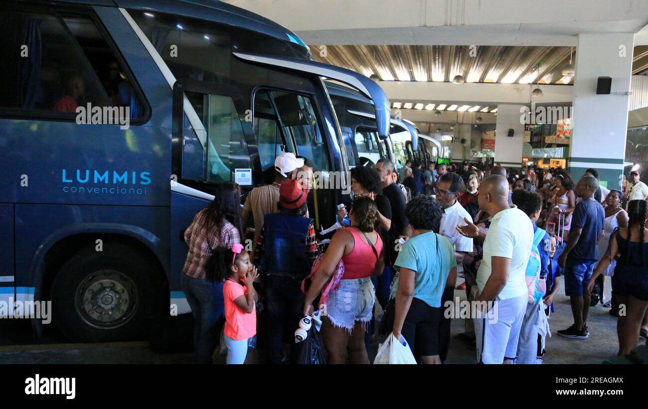 salvador, bahia, brazil - june 22, 2023: crowd of people trying to ...