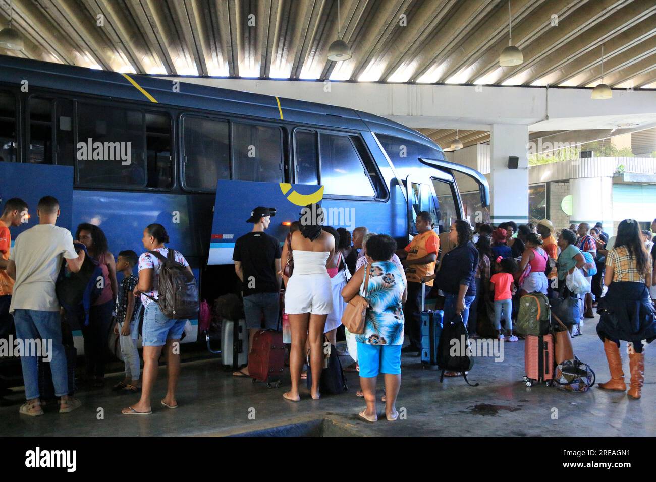 salvador, bahia, brazil - june 22, 2023: crowd of people trying to ...