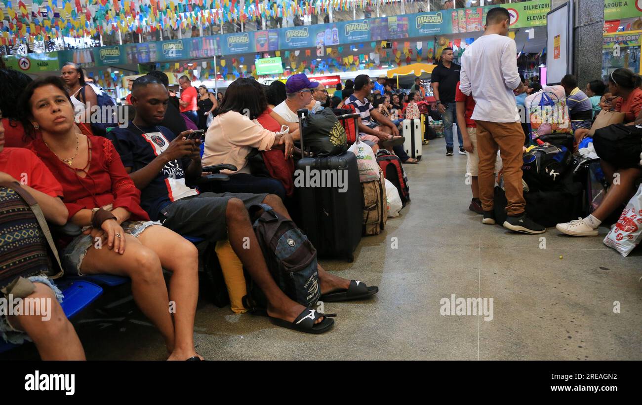 salvador, bahia, brazil - june 22, 2023: crowd of people trying to ...